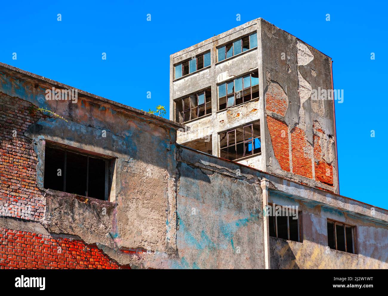 Devastated and abandoned building . Destroyed architecture Stock Photo ...