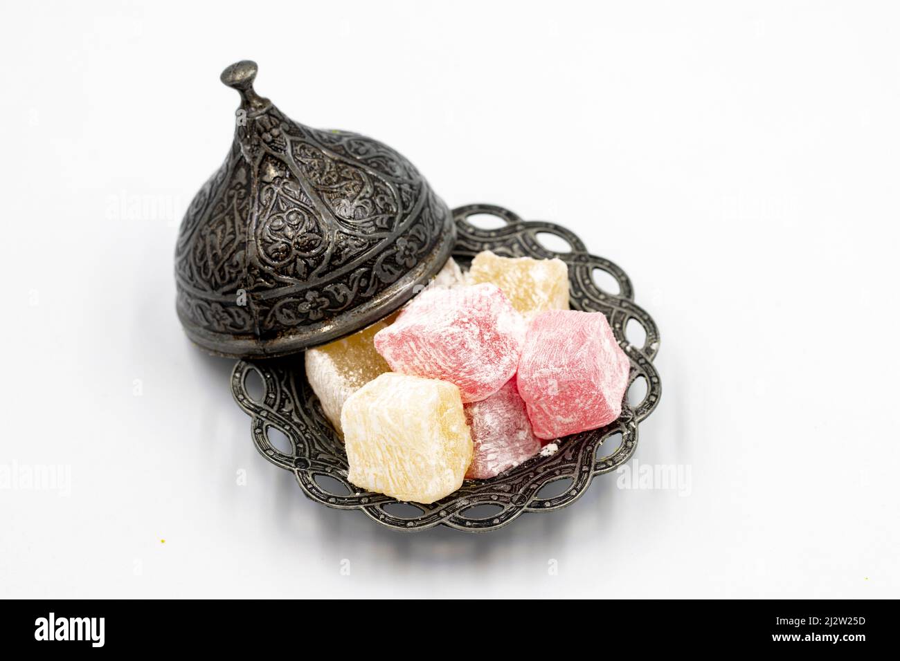 Turkish delight isolated on a white background. Turkish delight on an ...