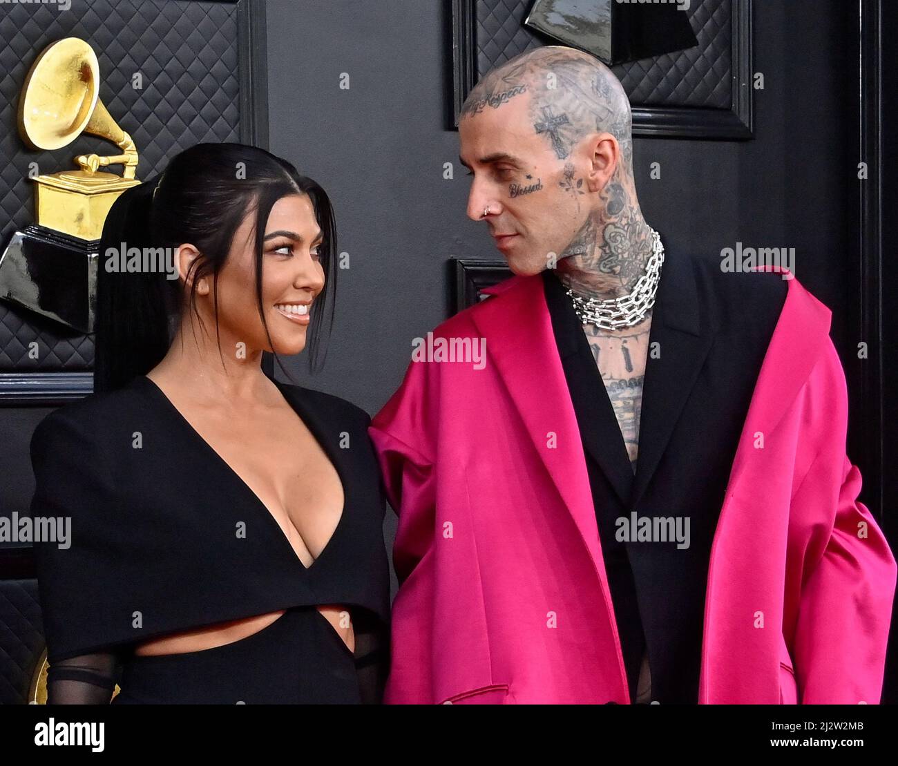 Las Vegas, United States. 3rd Apr, 2022. Kourtney Kardashian and Travis ...