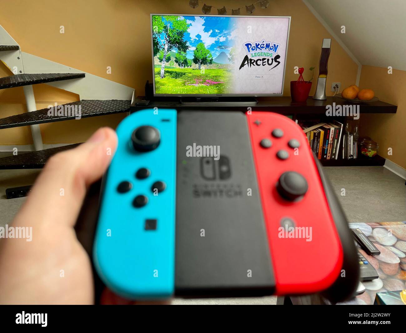 Prague, Czech Republic - April 3 2022: Pokemon Legends Arceus on the TV ...