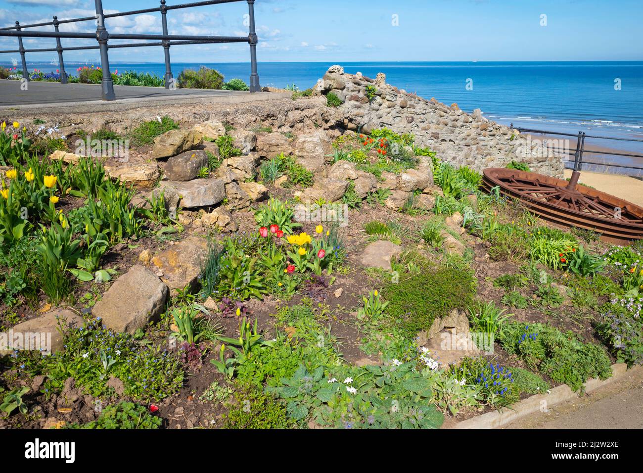 Fossil garden in late autumn with the original winding wheel from the ...