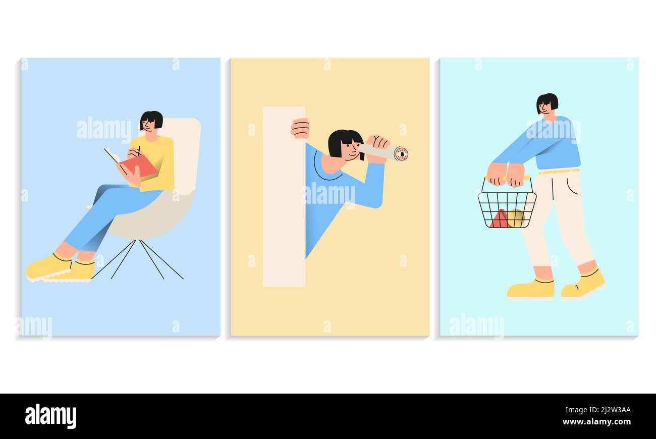 Female marketer researches consumer behavior model Stock Vector Image ...