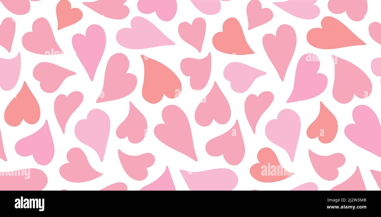 Heart pattern banner background, seamless repeat of vector love hearts ...