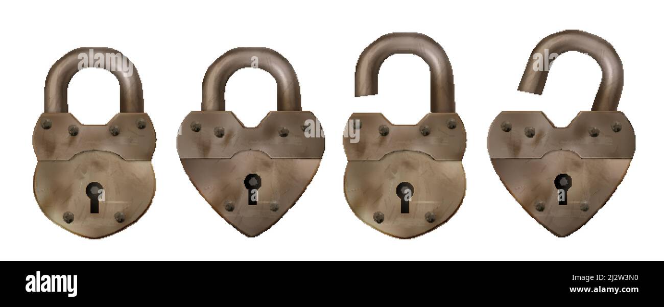 Old metal padlocks isolated on white background. Symbol of safety ...