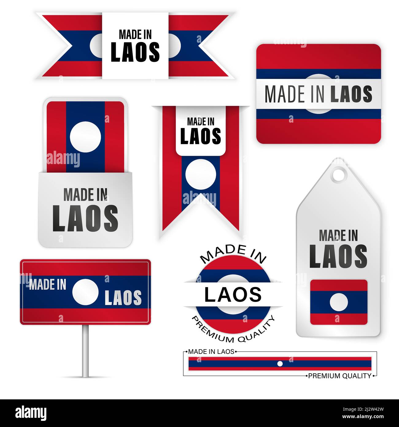 Made in Laos graphics and labels set. Some elements of impact for the ...