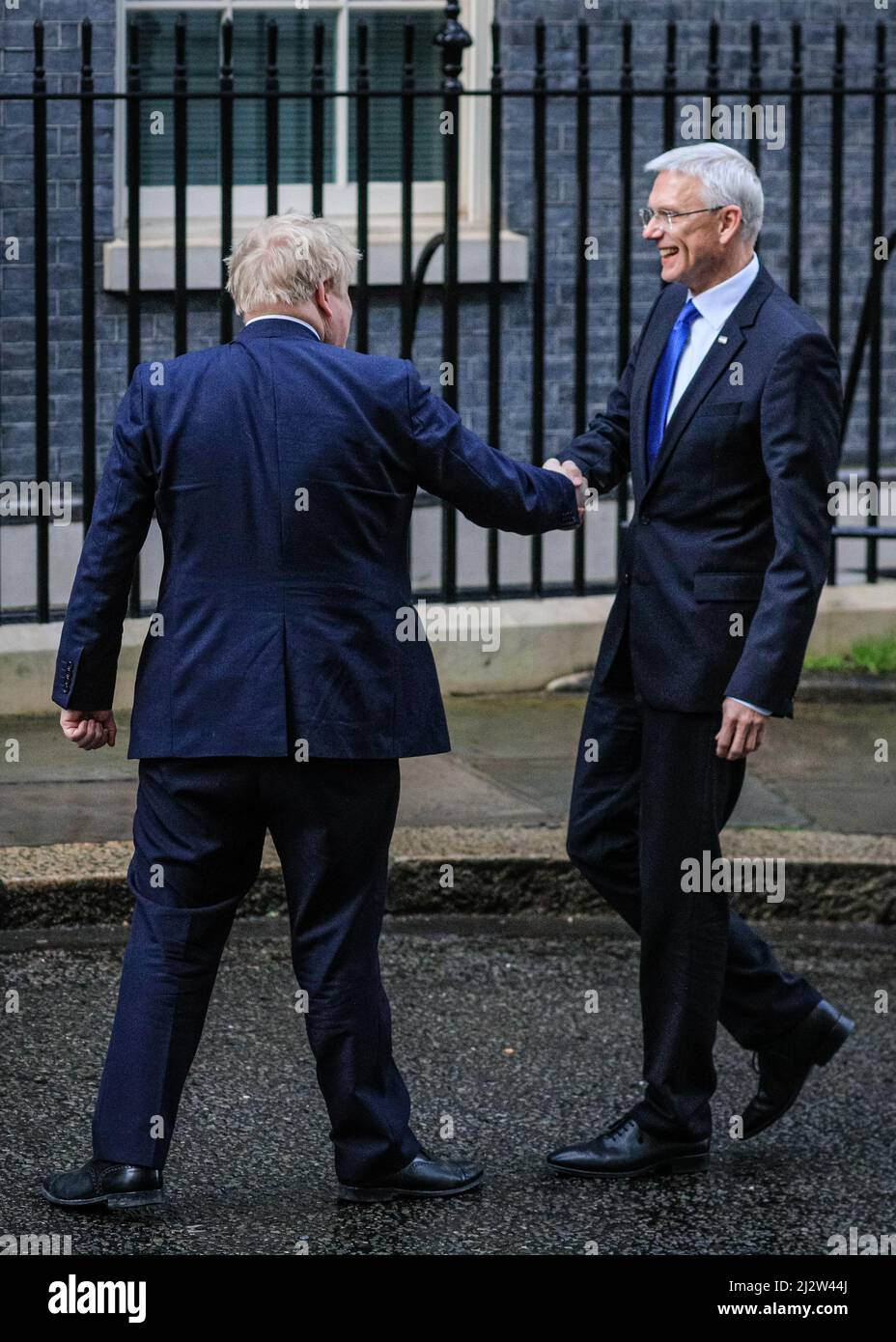 London, UK, 14th March 2022. British PM Boris Johnson welcomes Latvian ...