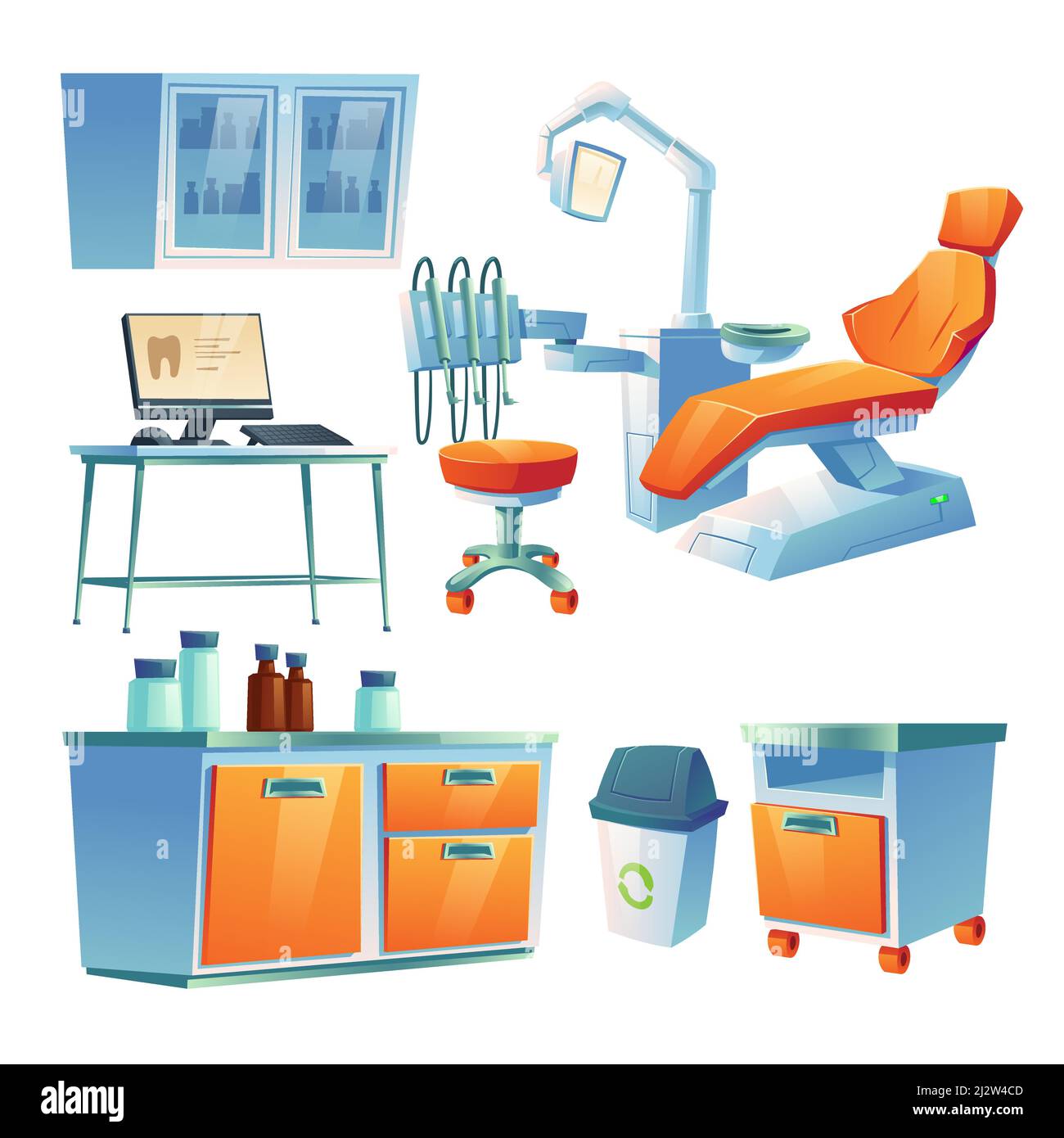 Dentist cabinet, stomatology room in clinic or hospital. Vector cartoon ...