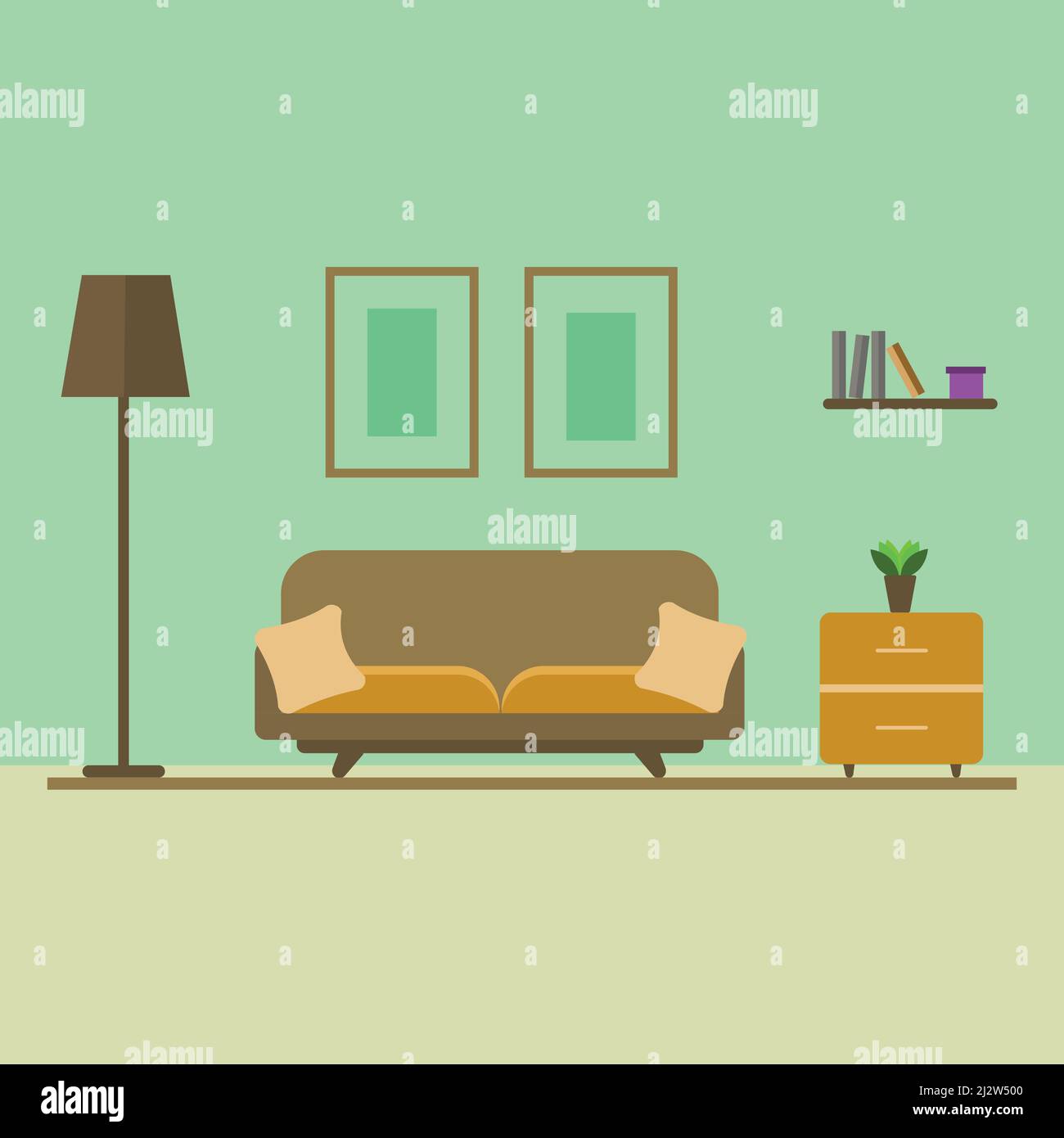 Cartoon illustration retro living room hi-res stock photography and ...