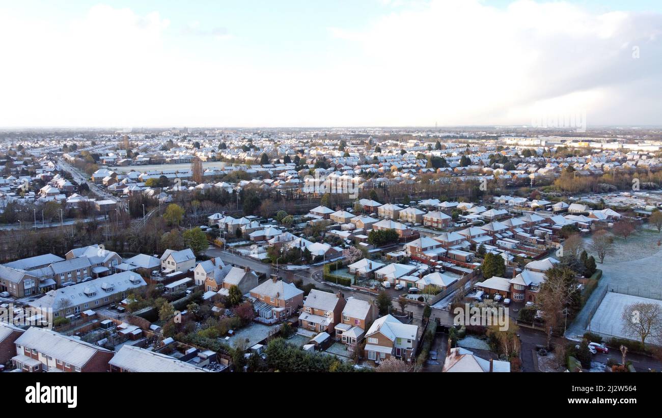 Peterborough, UK. 01st Apr, 2022. A light dusting of snow has fallen on ...