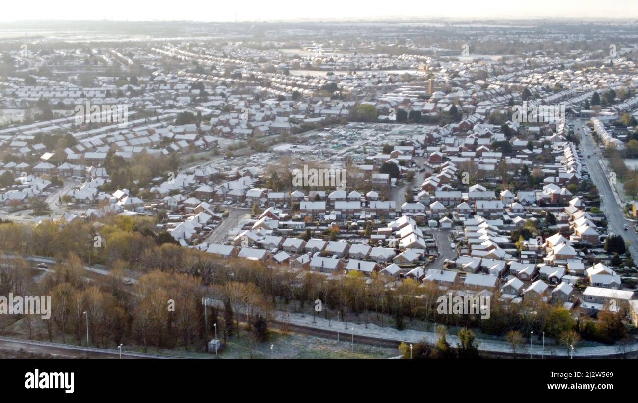 Aerial picture of snow covered city hi-res stock photography and images ...