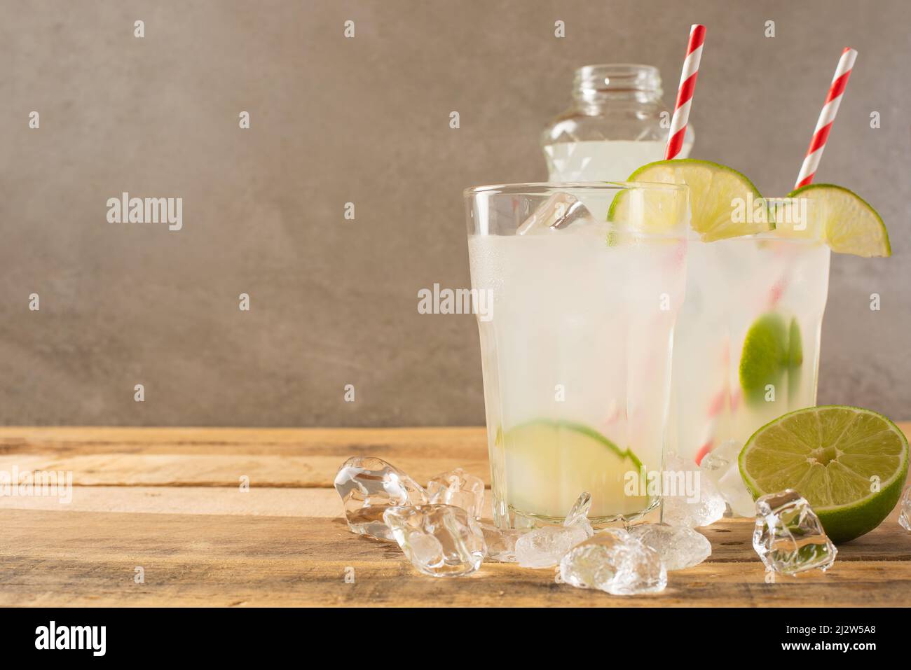 Cold lemonade, lime, cooling drink, summer mood, cocktail with ice ...