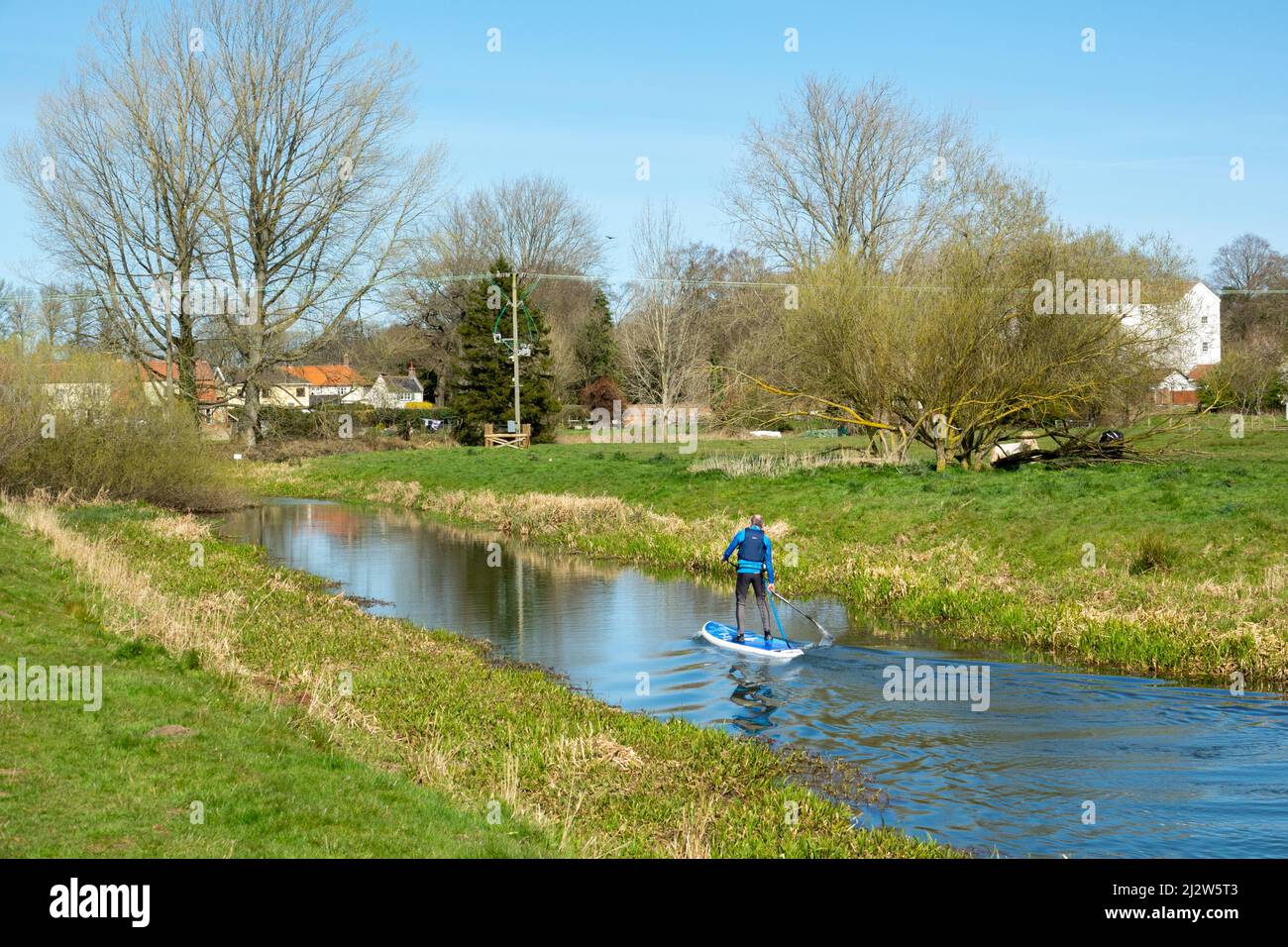 Paddleboarder, River Bure, Buxton, Norfolk, England, UK Stock Photo - Alamy
