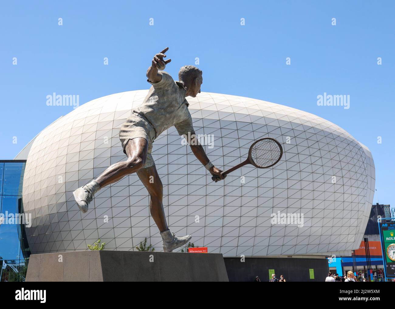 Sculpture of Rod Laver at Australian Open 2022 tennis tournament ...