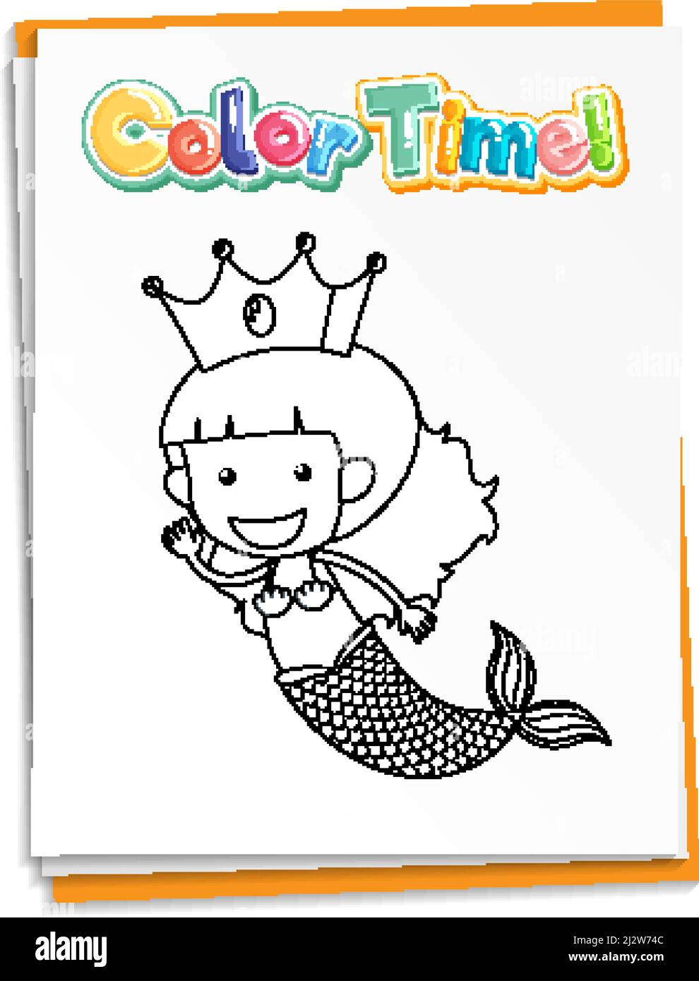 Worksheets template with color time text and mermaid outline ...