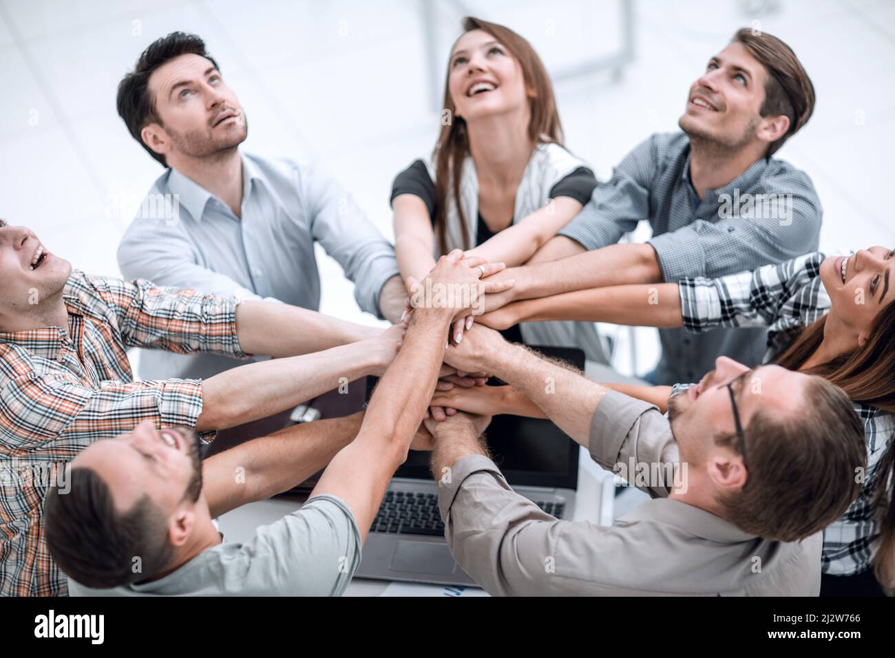 close up.the unified business team looks up Stock Photo - Alamy
