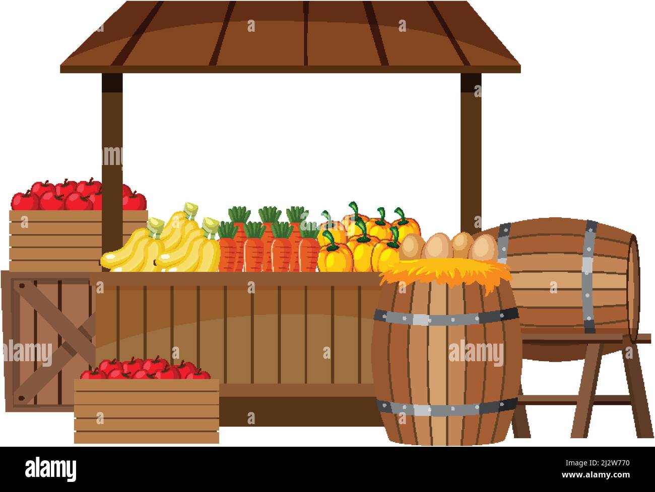 Flea market concept with fruit store illustration Stock Vector Image ...
