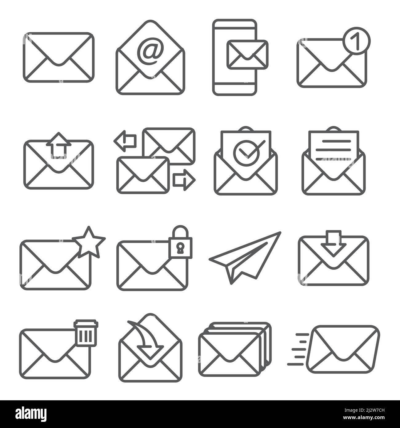 Email line icon set on white background Stock Vector Image & Art - Alamy