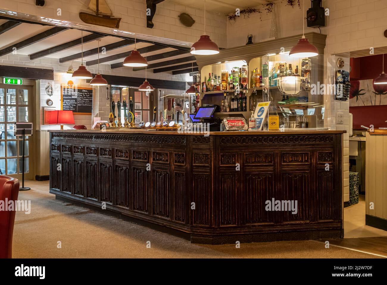 Inside by the Bar area of the Wayford Bridge Inn, a hotel on the A149 ...