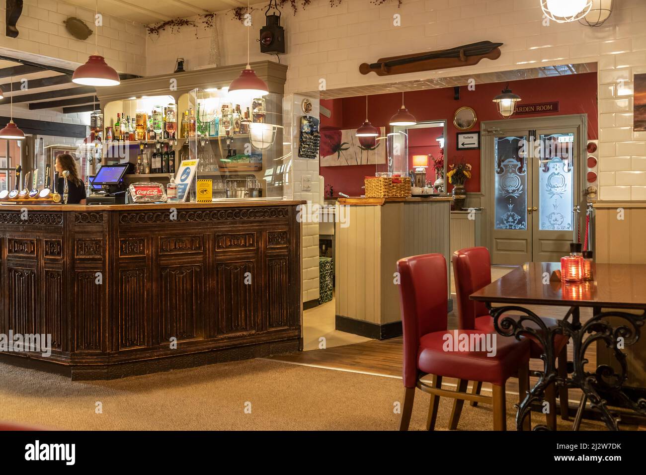 Inside by the Bar area of the Wayford Bridge Inn, a hotel on the A149 ...