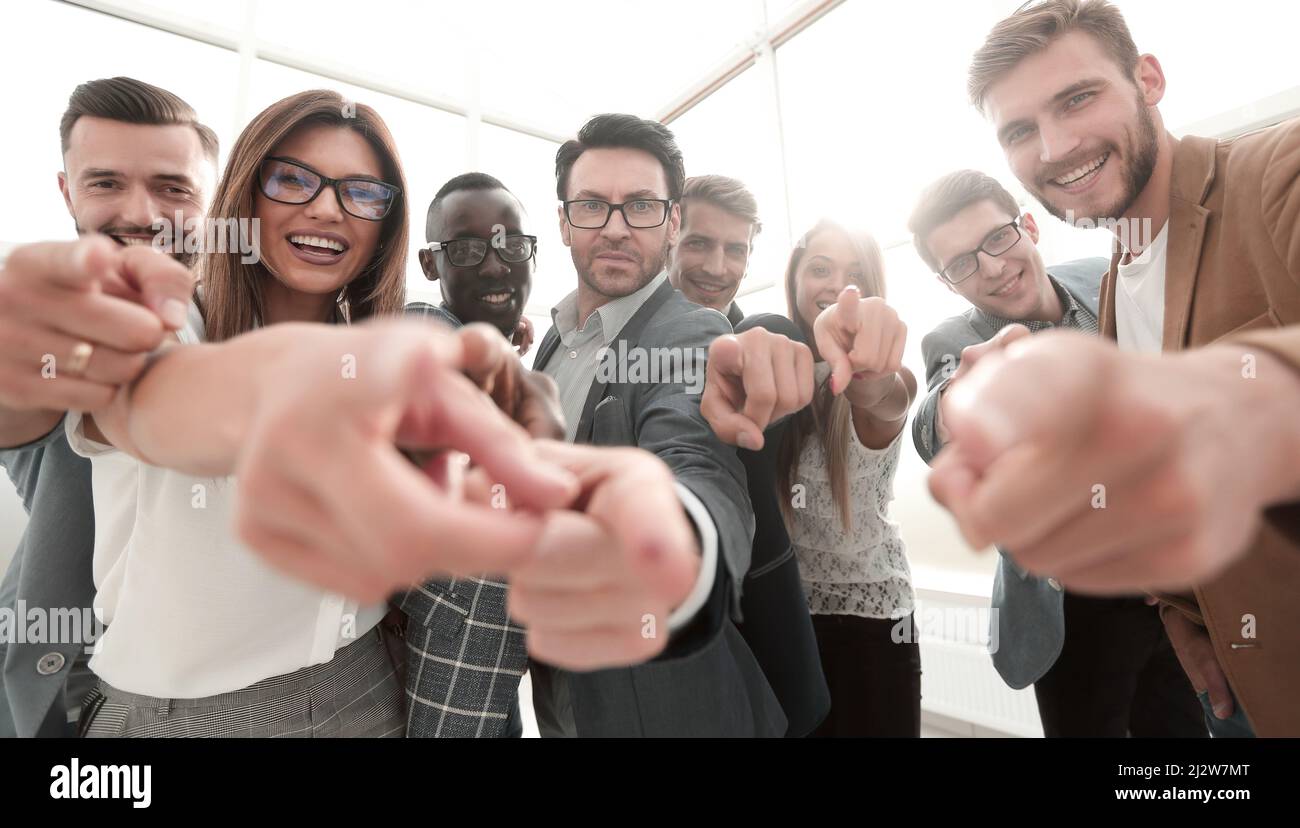 group of successful business people pointing at you Stock Photo - Alamy