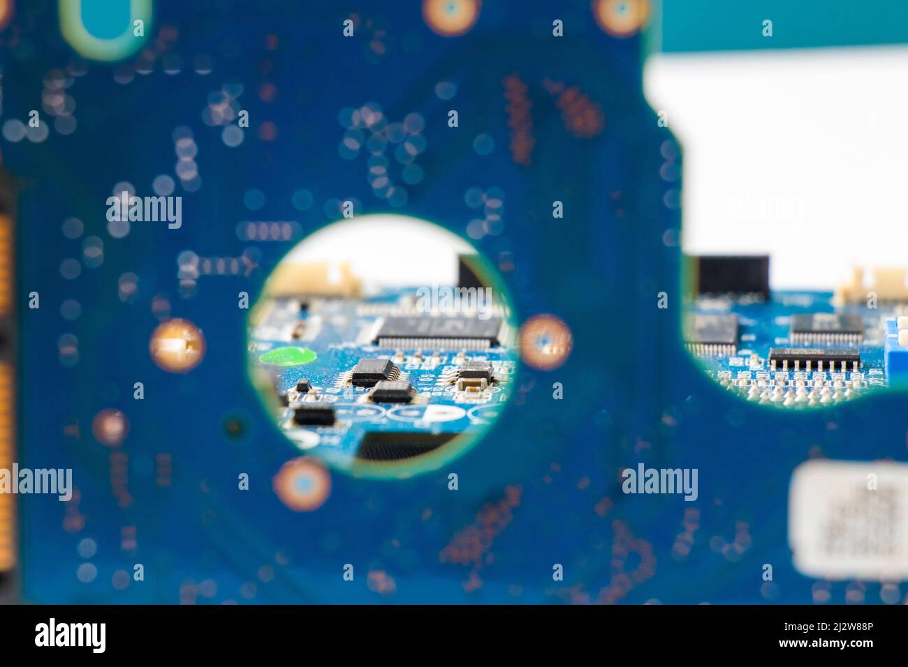 Electronic motherboard, isometric processor microchip on the white ...