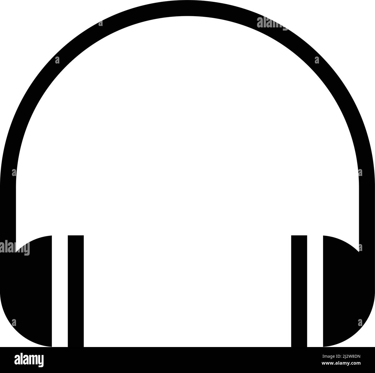 Music headphones icon flat Black and White Stock Photos & Images - Alamy