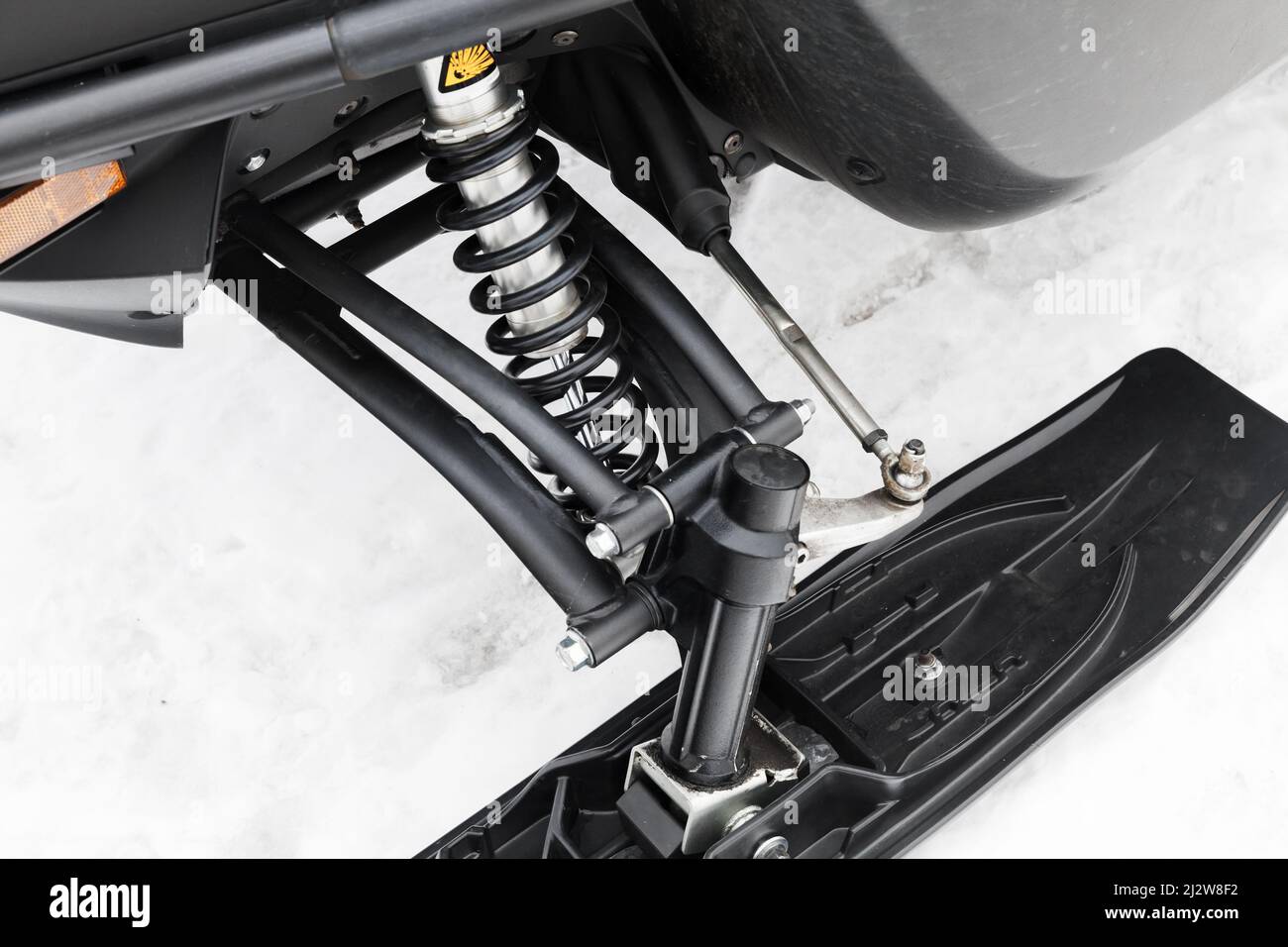 Snowmobile transmission details, close up photo with selective focus ...