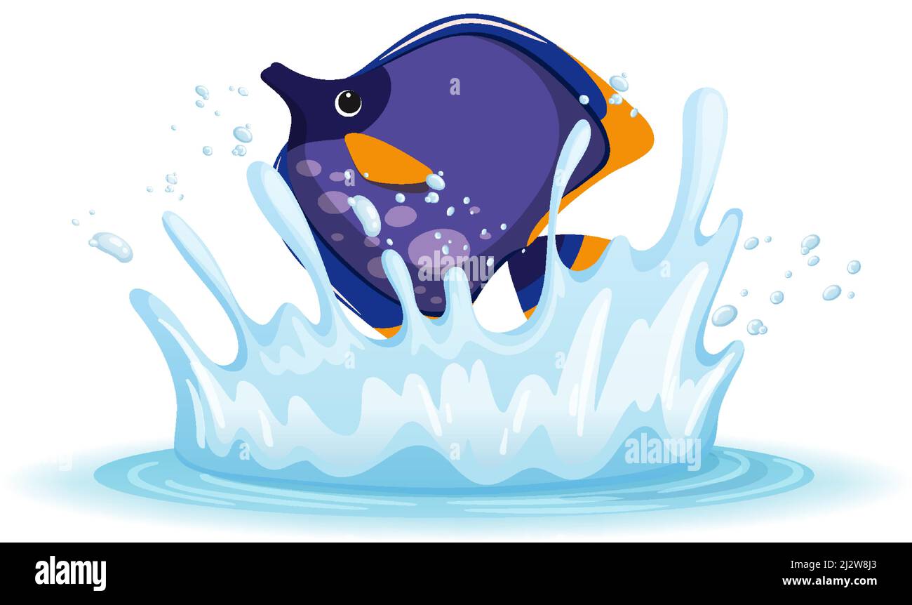 A water splash with fish on white background illustration Stock Vector ...