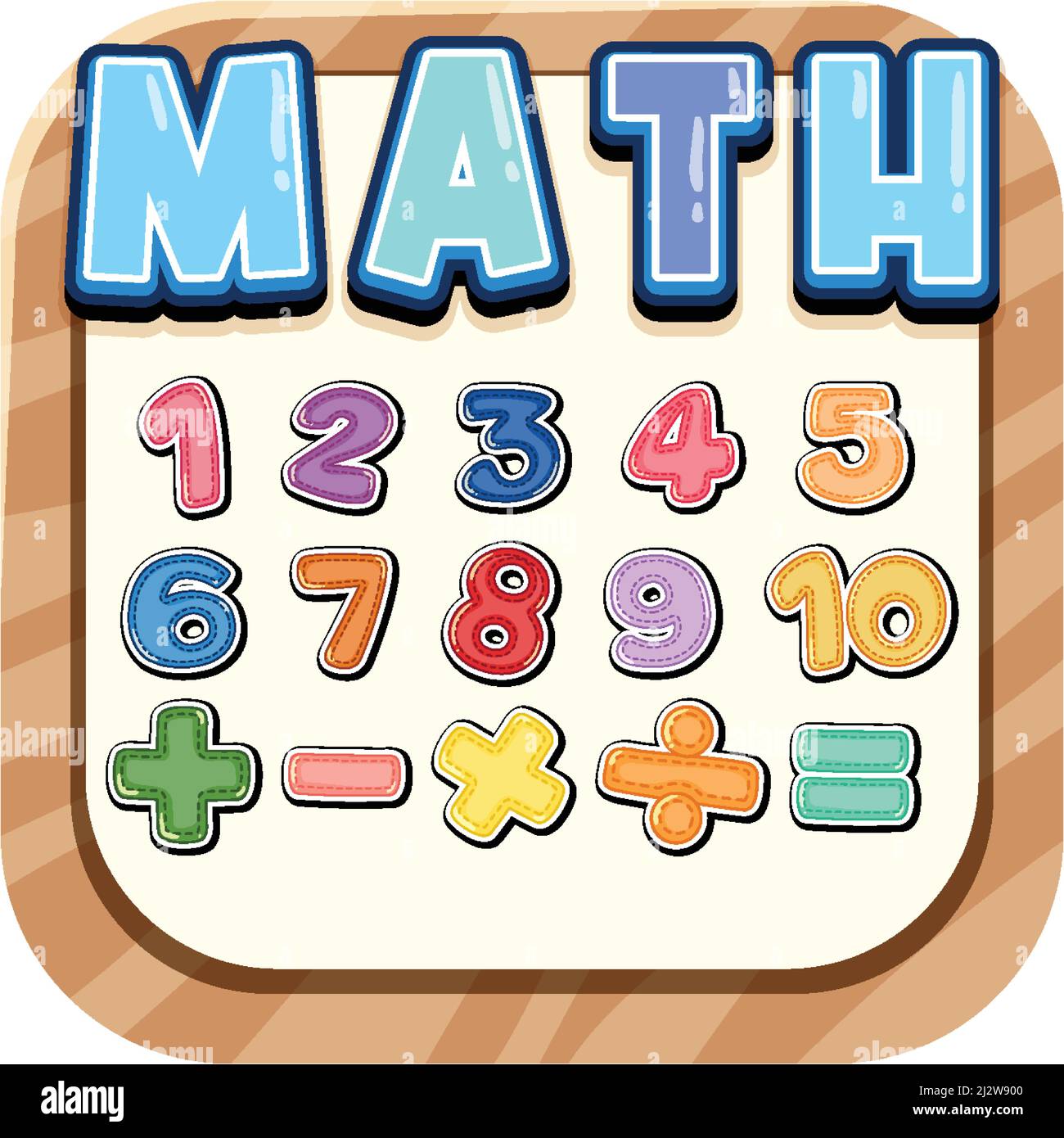 Counting number 0 to 9 and math symbols illustration Stock Vector Image ...