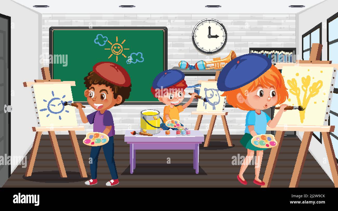 Students In Classroom Animated