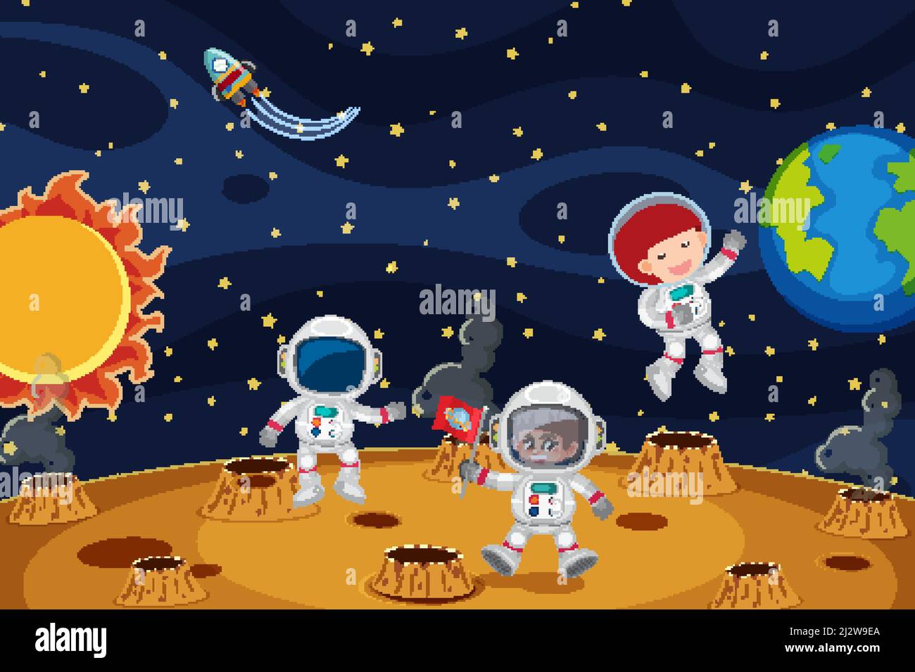 Astronaut exploring the space illustration Stock Vector Image & Art - Alamy