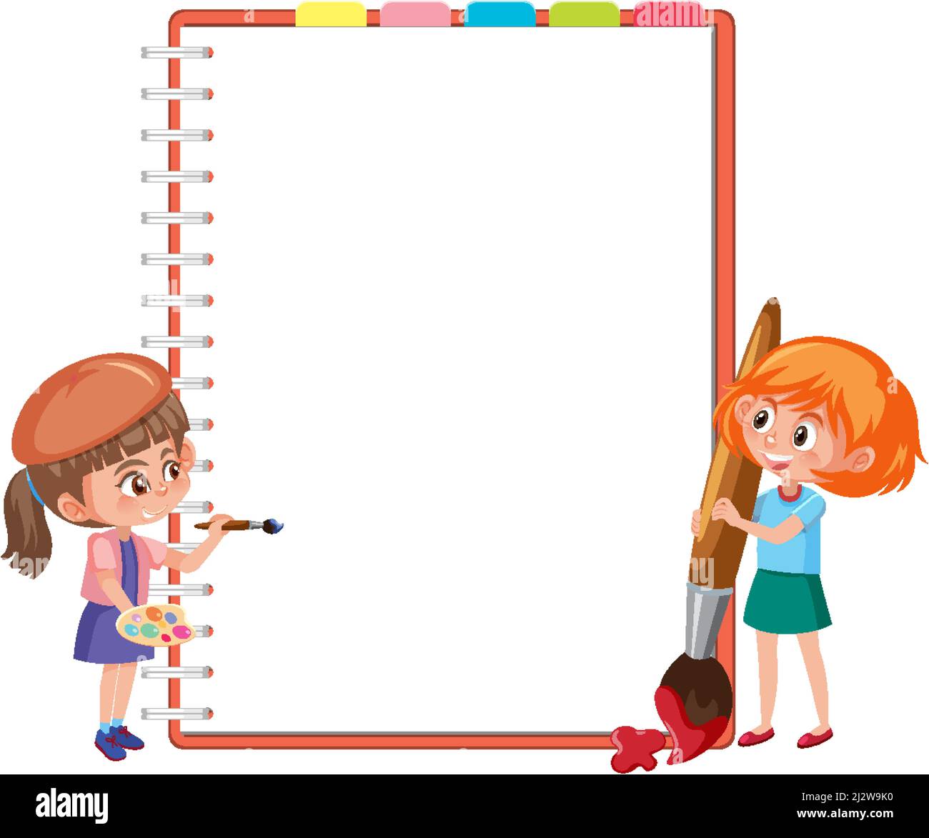 Notebook with kids on white background illustration Stock Vector Image ...