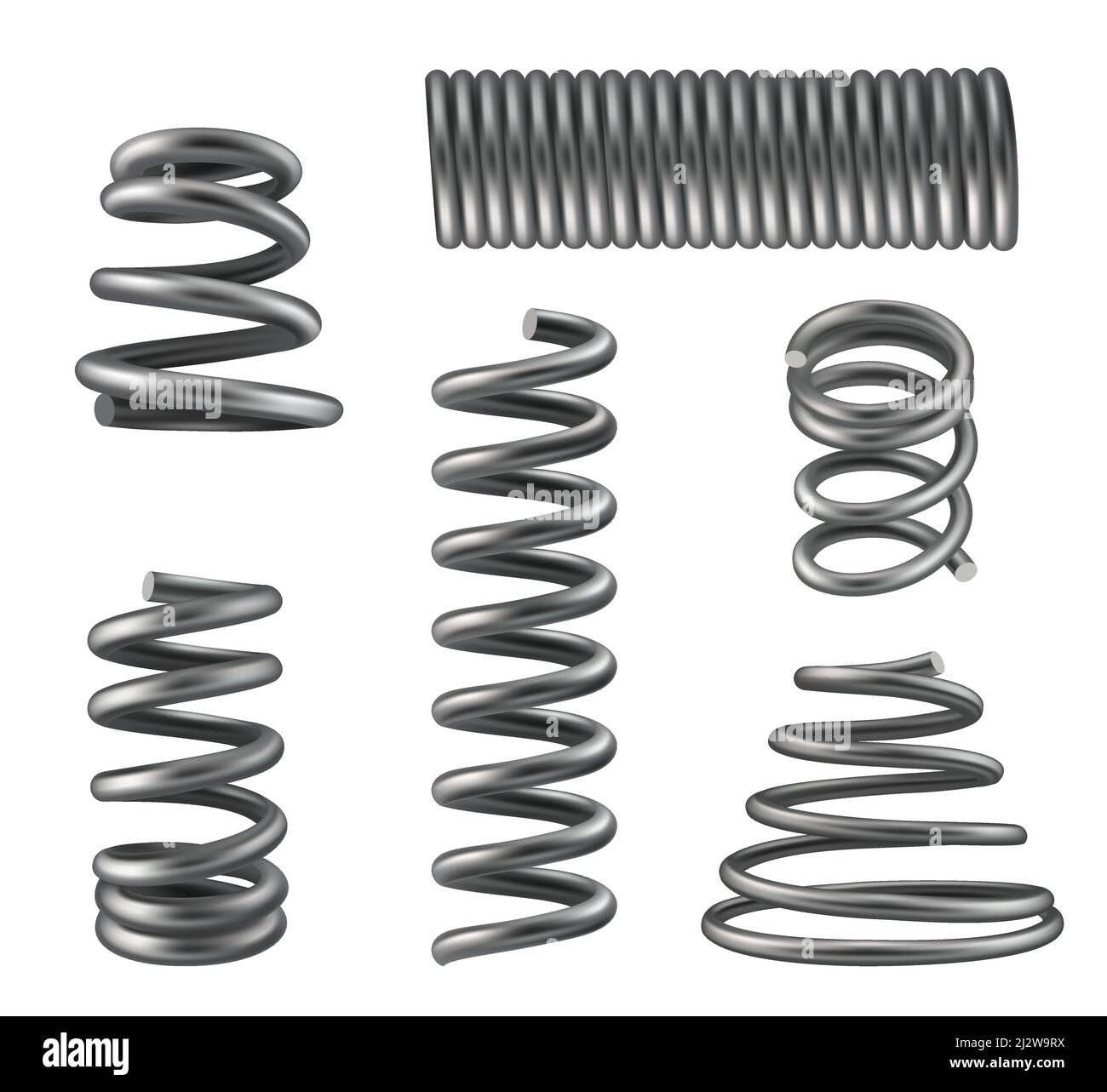 Metallic spring coils. Flexibly geometrical 3d steel shapes for heavy ...
