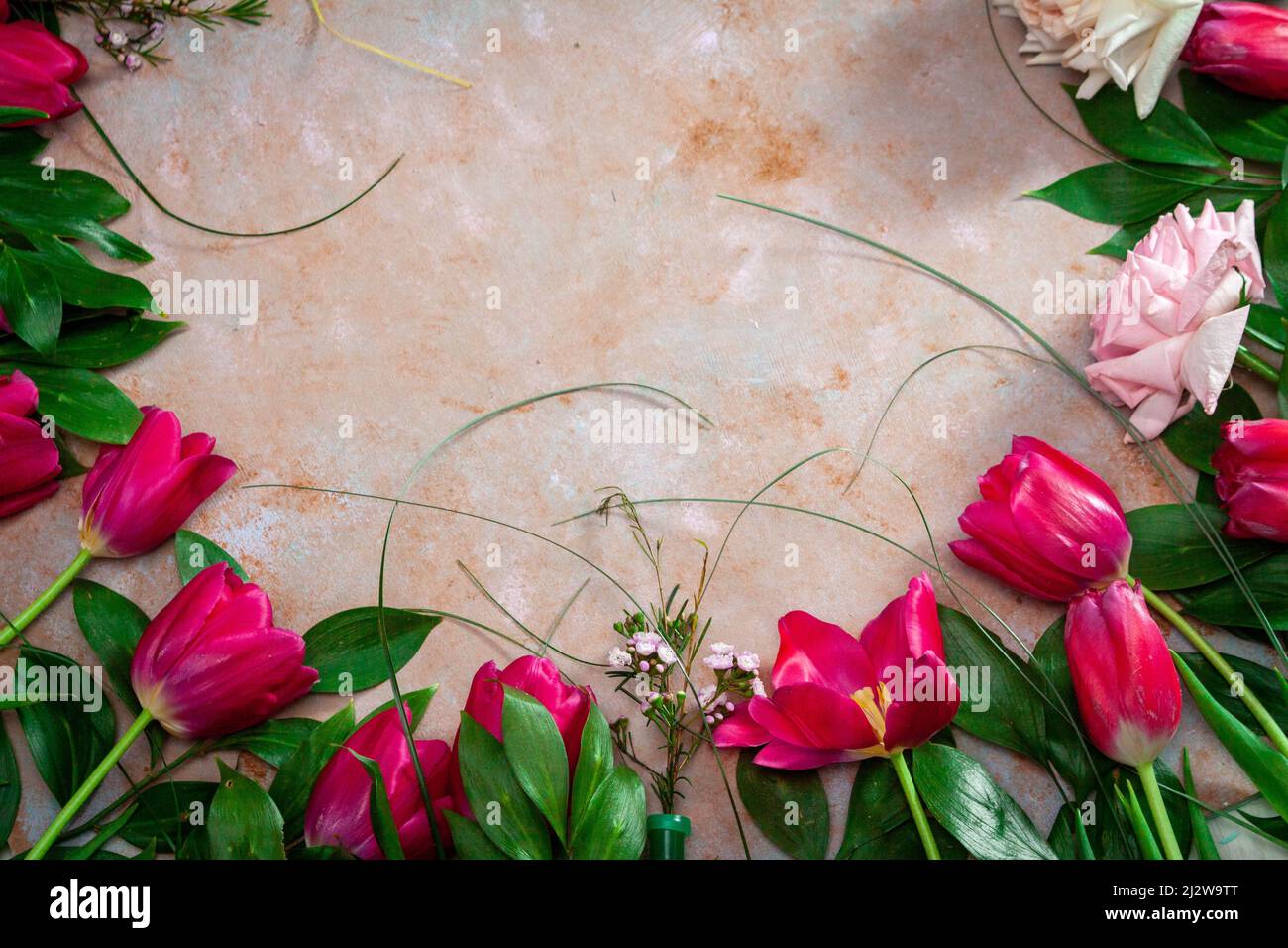 beautiful background with flowers . Spring summer border template ...