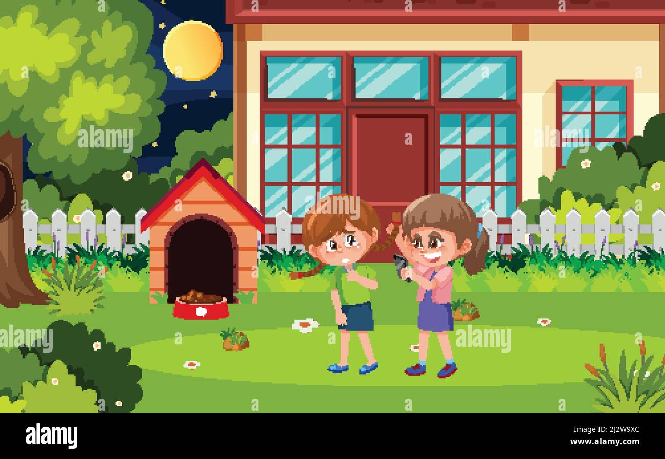 Outdoor park scene with cartoon character illustration Stock Vector ...