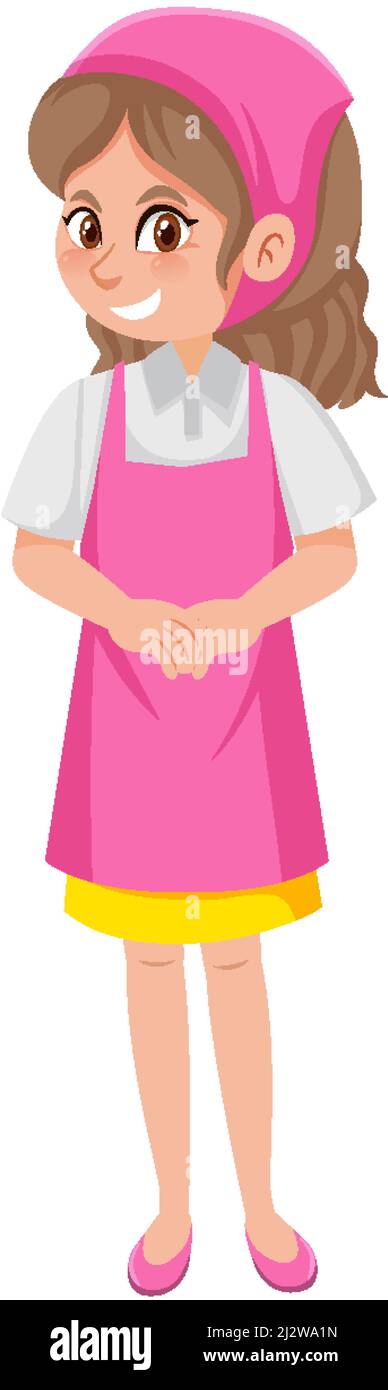 A housekeeper cartoon character on white background illustration Stock ...