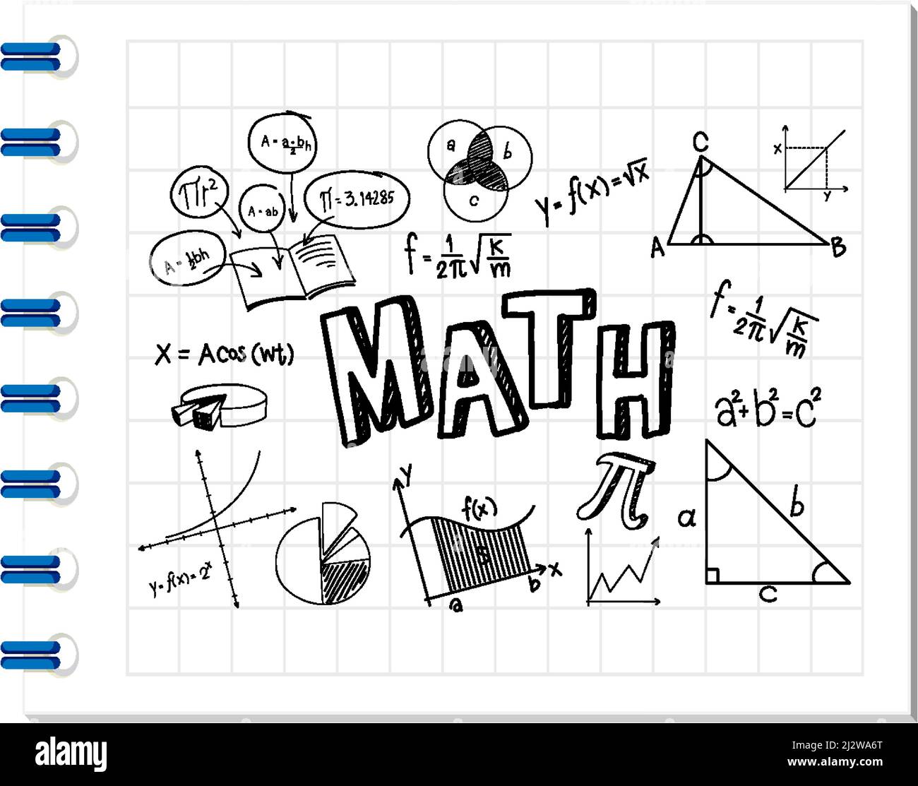 Doodle math formula with Mathematics font on notebook illustration ...
