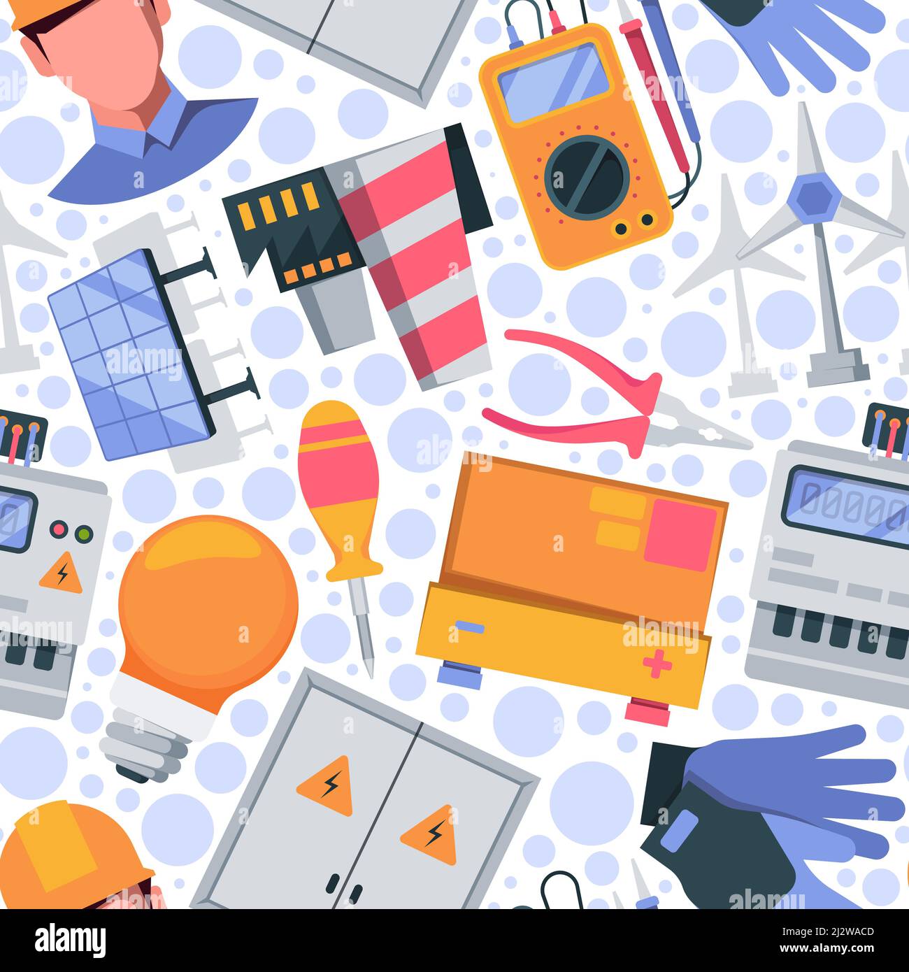 Electric pattern. Voltmeter power energy symbols glowing lightning ...