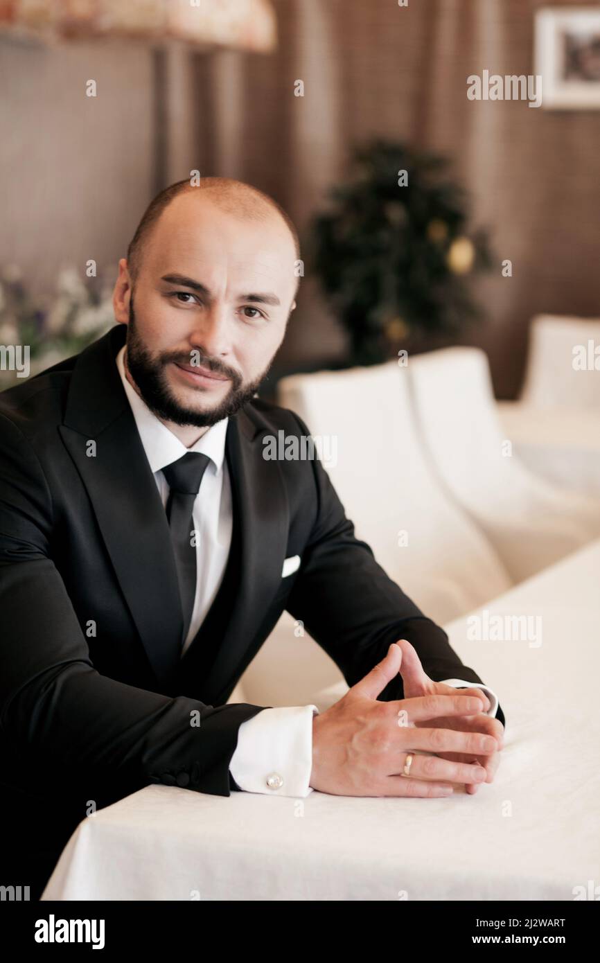 Male model in a suit. Business portrait. Elegant handsome man Stock ...