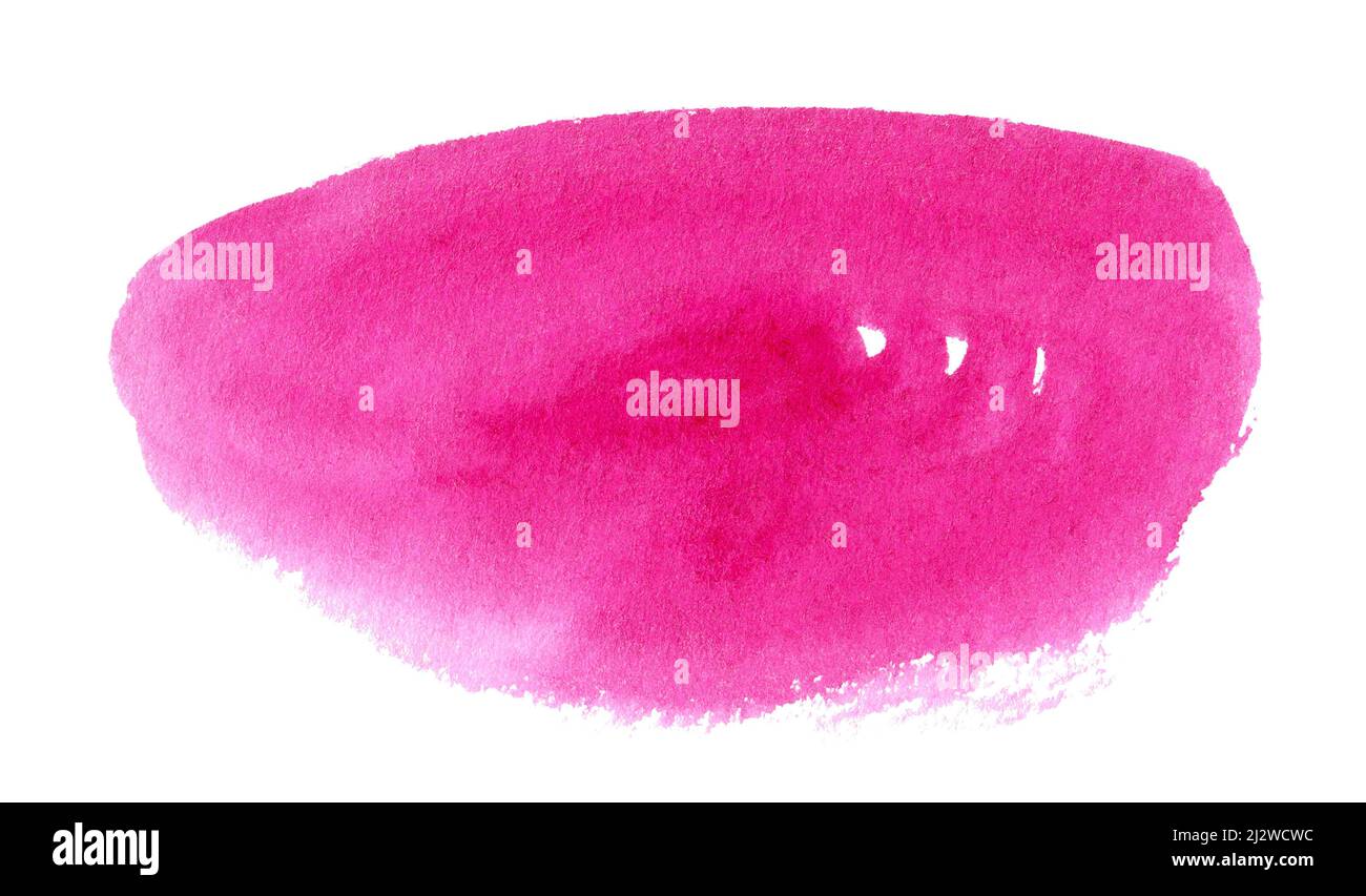 Abstract hand drawn pink watercolor spot isolated on white background ...