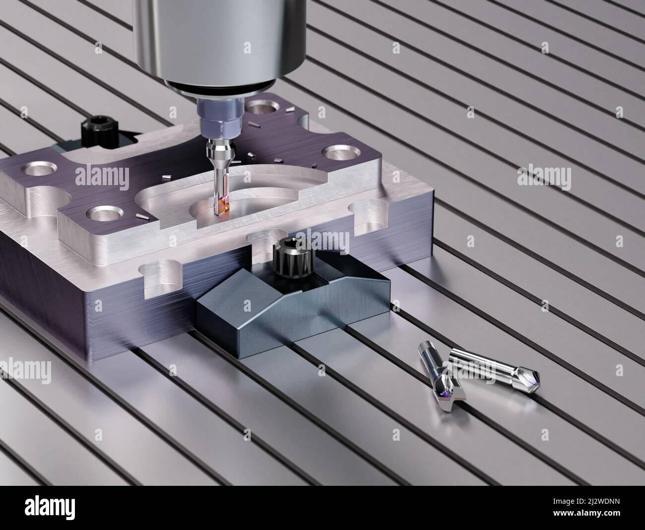 CNC Milling Machine. Industrial Concept. 3D illustration Stock Photo ...