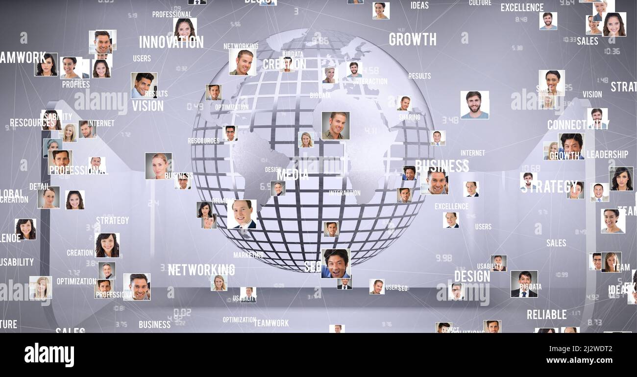 Network profile icons over globe hi-res stock photography and images ...