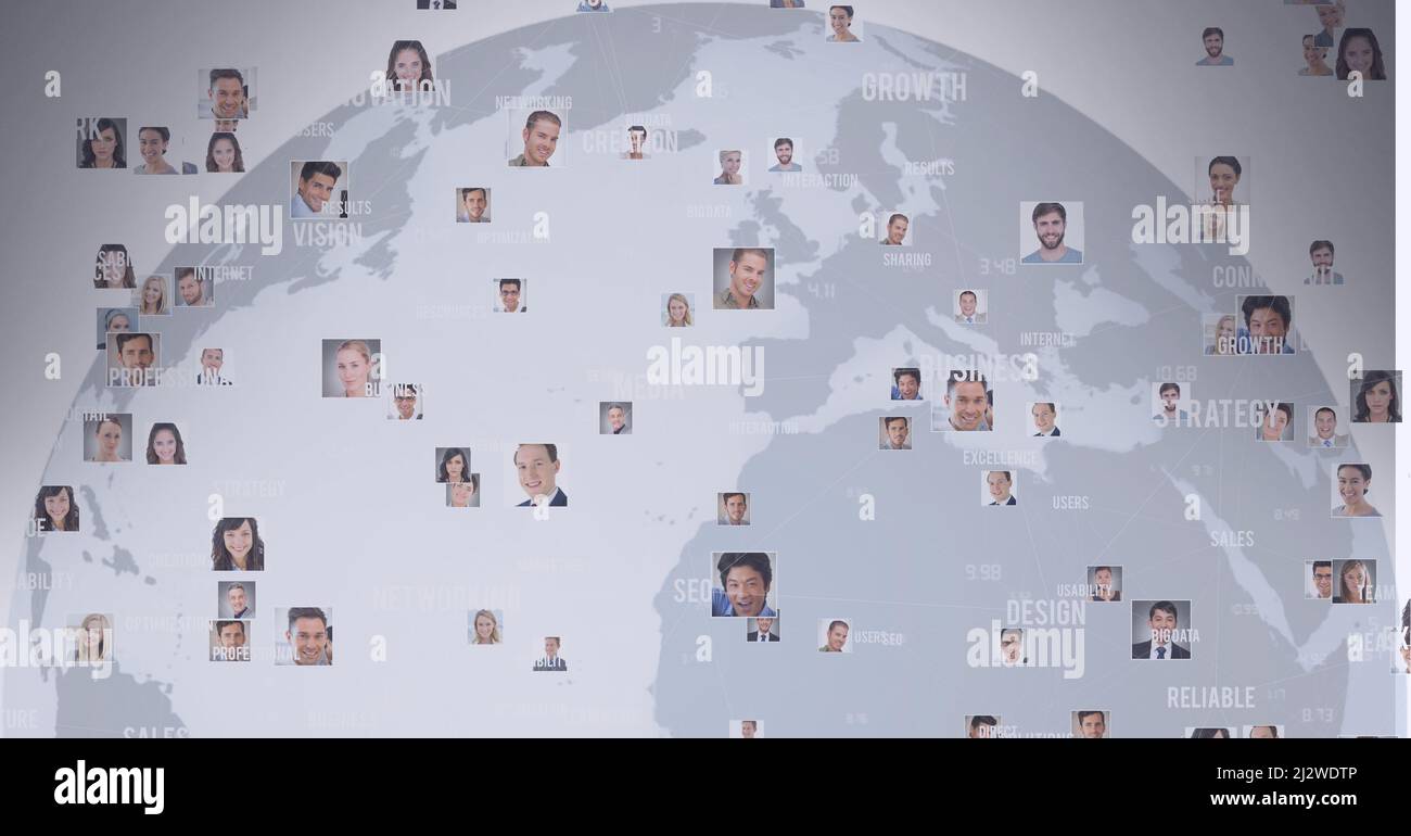 Network profile icons over globe hi-res stock photography and images ...