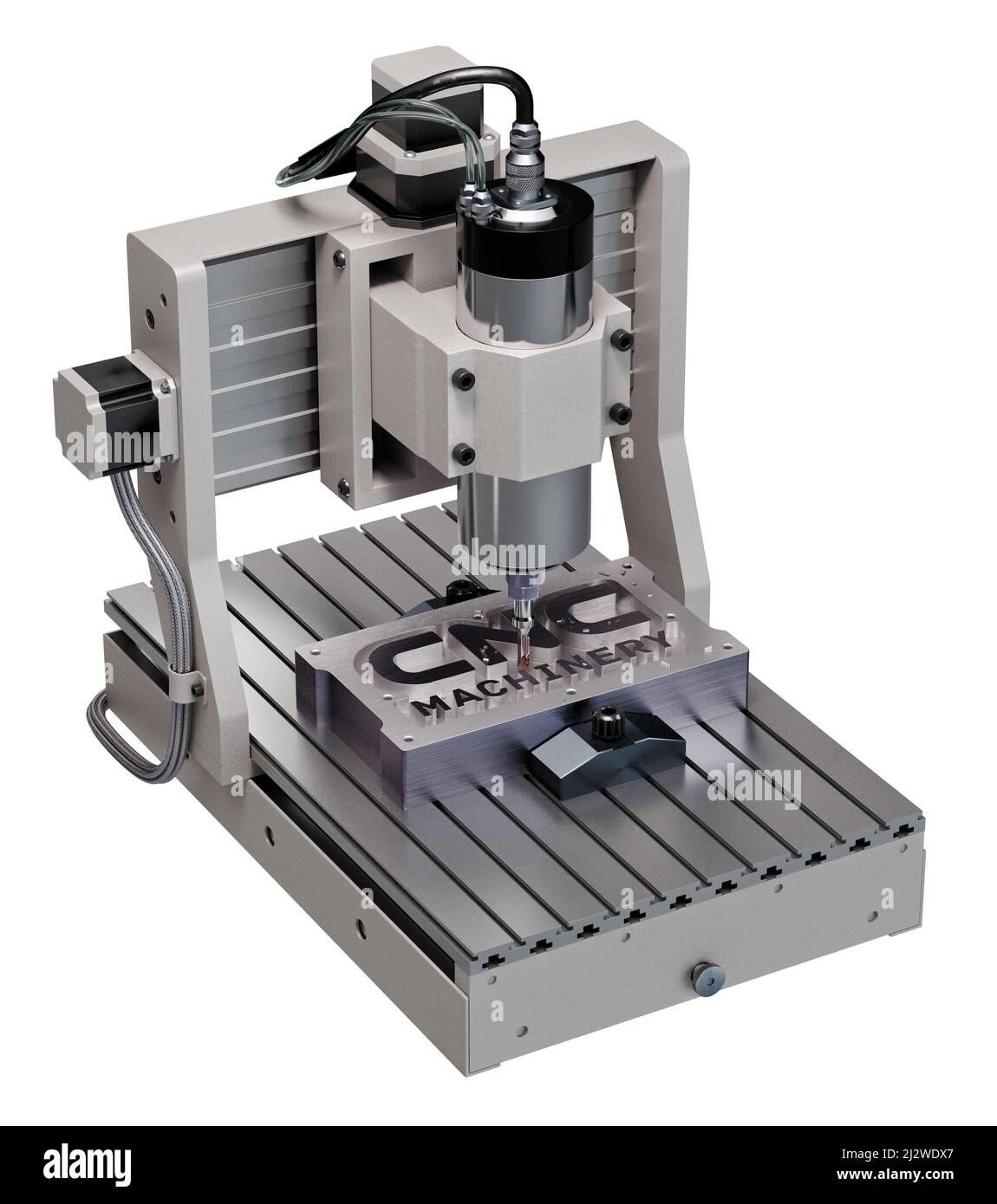 CNC Milling Machine isolated on White Background. Industrial Concept ...