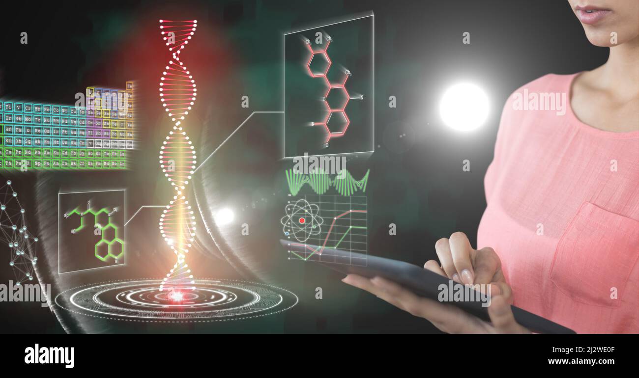 Composition of dna and medical data processing on screen over ...