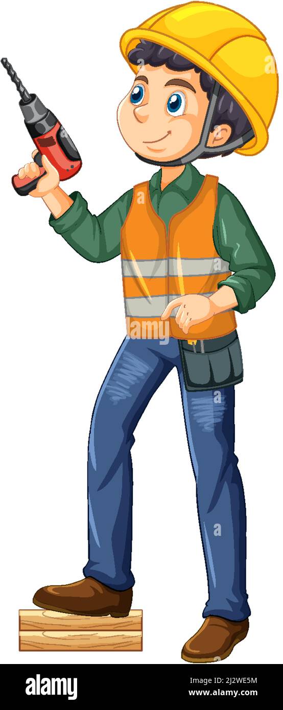 Construction worker cartoon character illustration Stock Vector Image ...