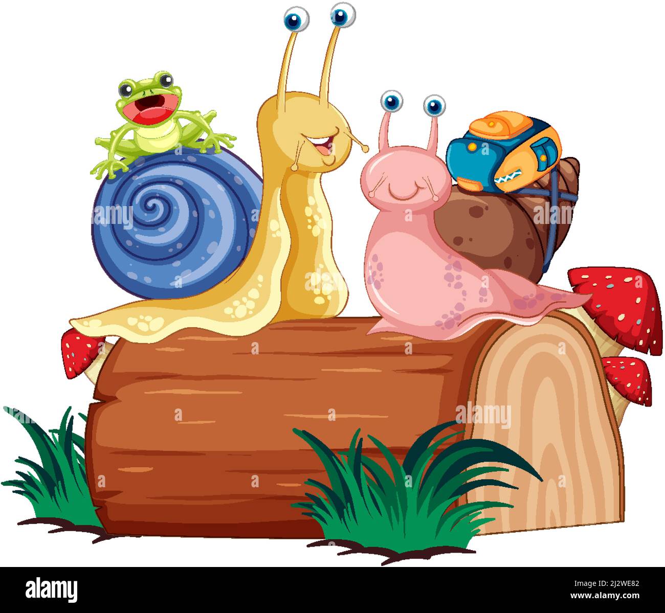 Cute snail and insects in cartoon style illustration Stock Vector Image ...