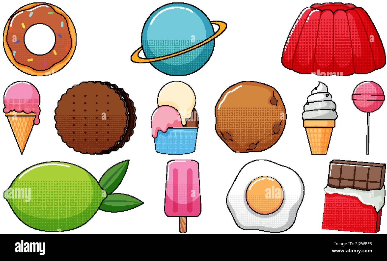 Set of vintage style cartoon on white background illustration Stock ...