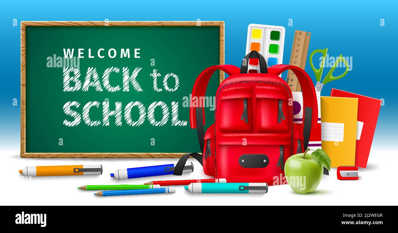 Back to school poster. Learning realistic elements and accessories ...