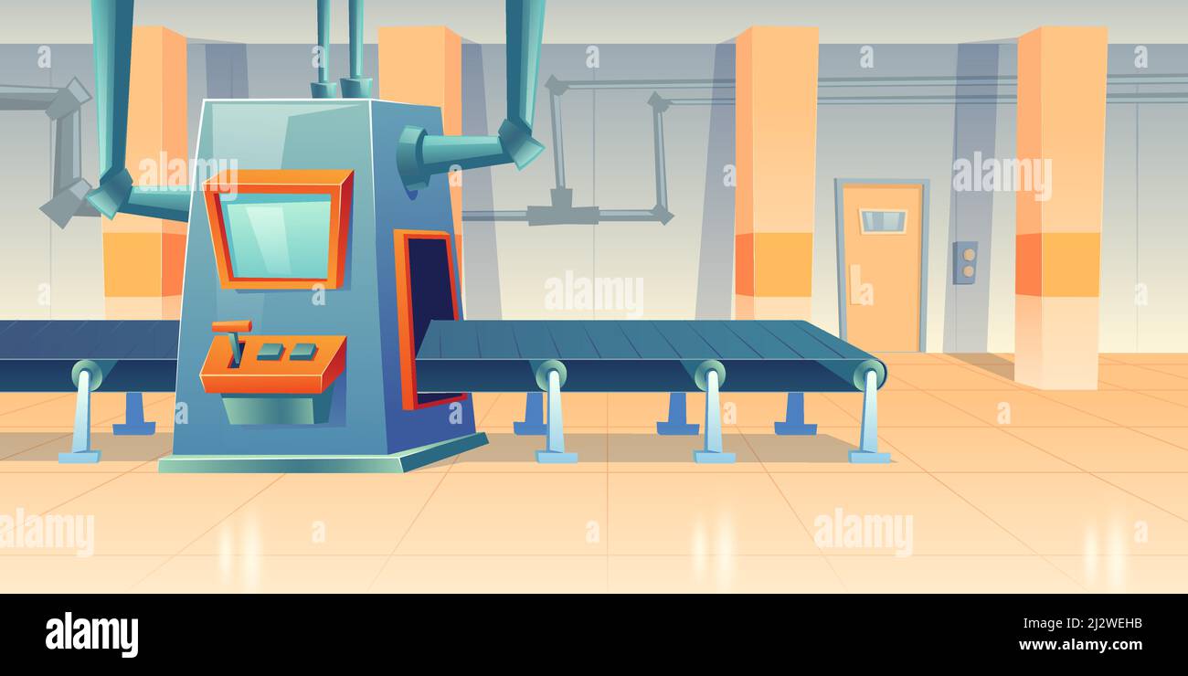 Conveyor belt and assembly machine at factory, plant or warehouse ...